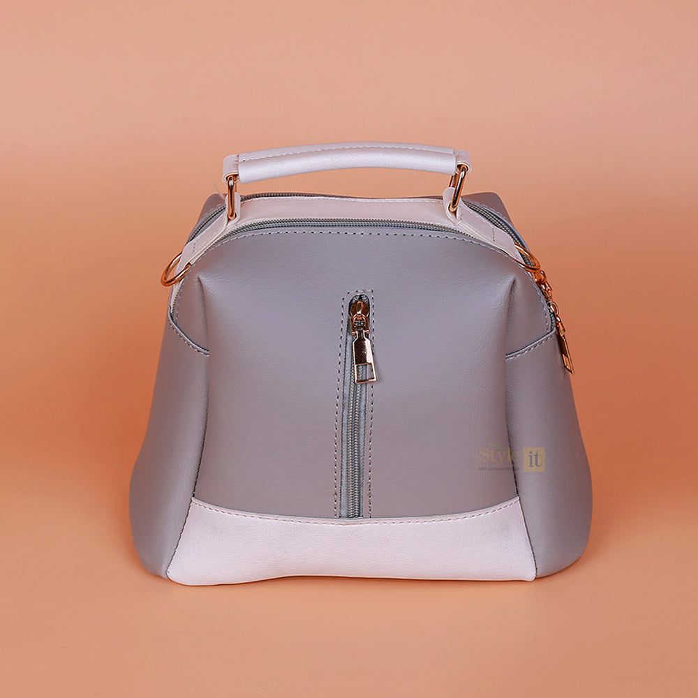 Grey Luxe Leather 4-Zip Bucket Bag – Styleit